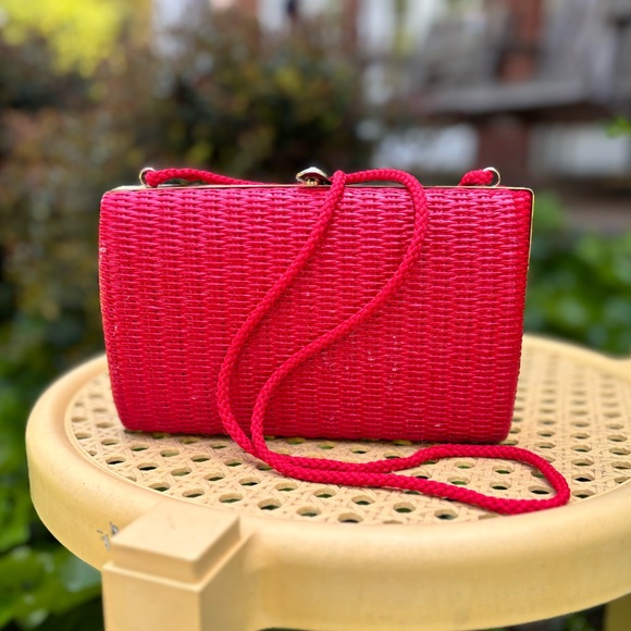 Vintage | Bags | Vintage 6s70s Red Wicker Crossbody Purse | Poshmark